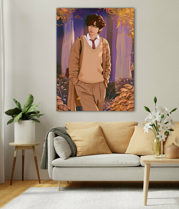 Интерьерная картина на холсте "V BTS - Ви" размер 22x30 см