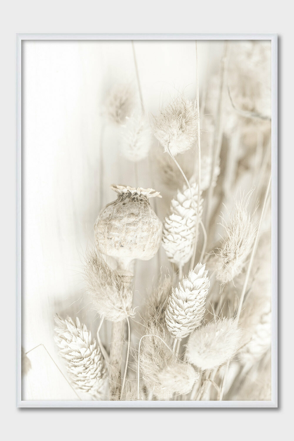 Постер для интерьера Postermarkt Нежно-бежевые сухоцветы #2, 30х40 см в белой рамке