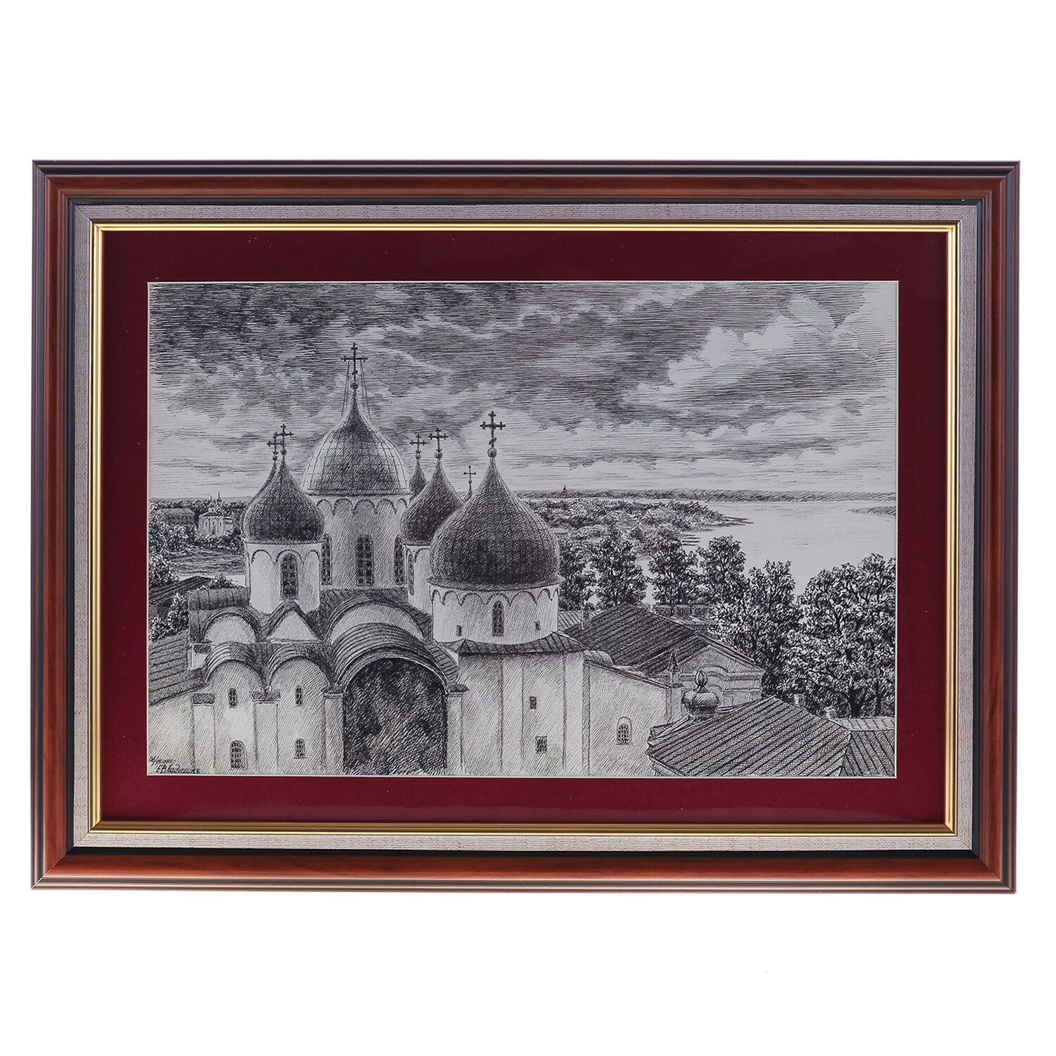 Картина "София Новгородская. Панорама Волхова" 48х36 см