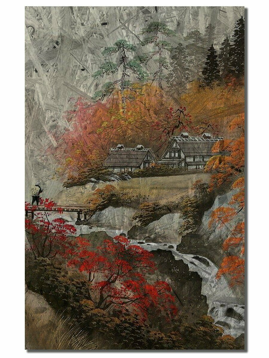 Картина интерьерная на рельефной доске, рисунок китайская живопись - 916 В