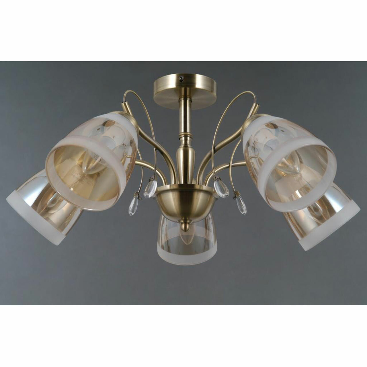 Люстра потолочная, светильник De City Блеск 315016105, 5*40W E14 2700К, цвет: латунь, золотой