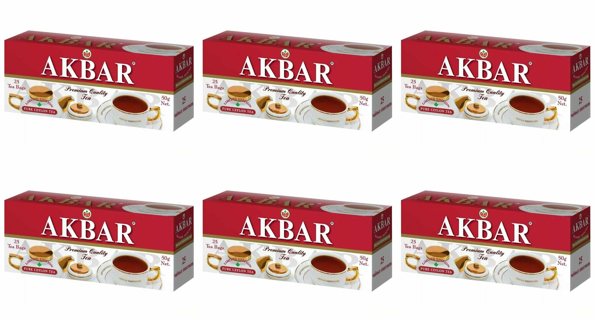 Акбар Чай Красно-белая серия, 25 пак, 6шт