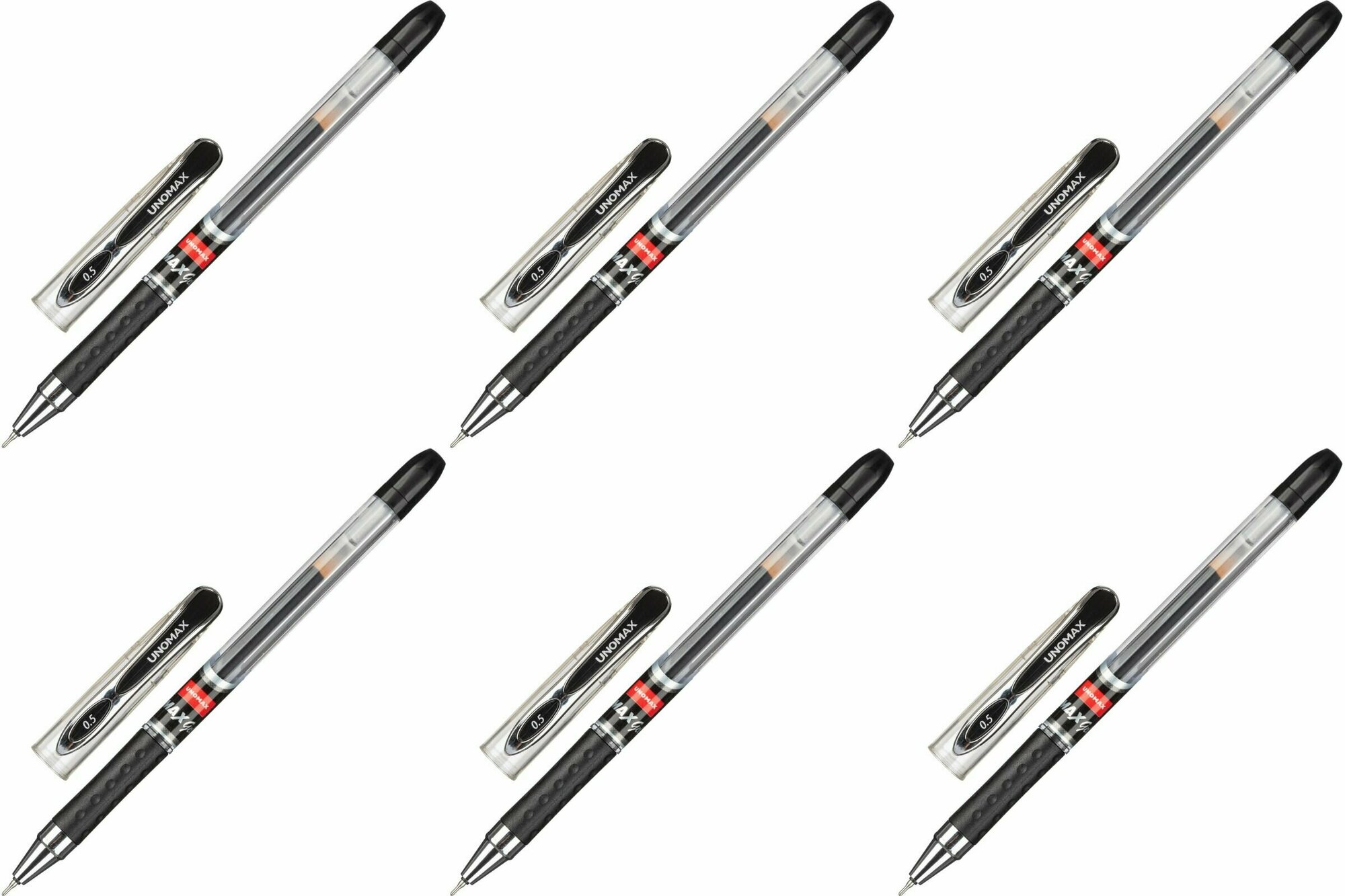 Unimax Ручка гелевая неавтоматическая Max Gel 0,5 мм, черная, 6 шт