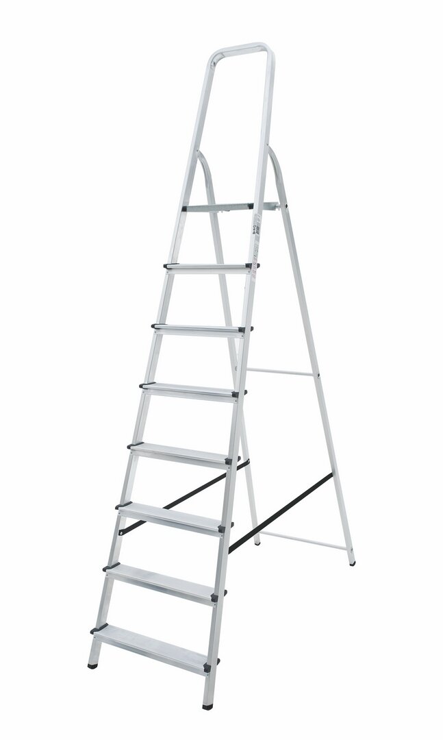 Стремянка Новая Высота 8 Ступеней Nv1110 Алюминиевая Рабочая Высота: 3.69 М, Нагрузка 150 Кг.