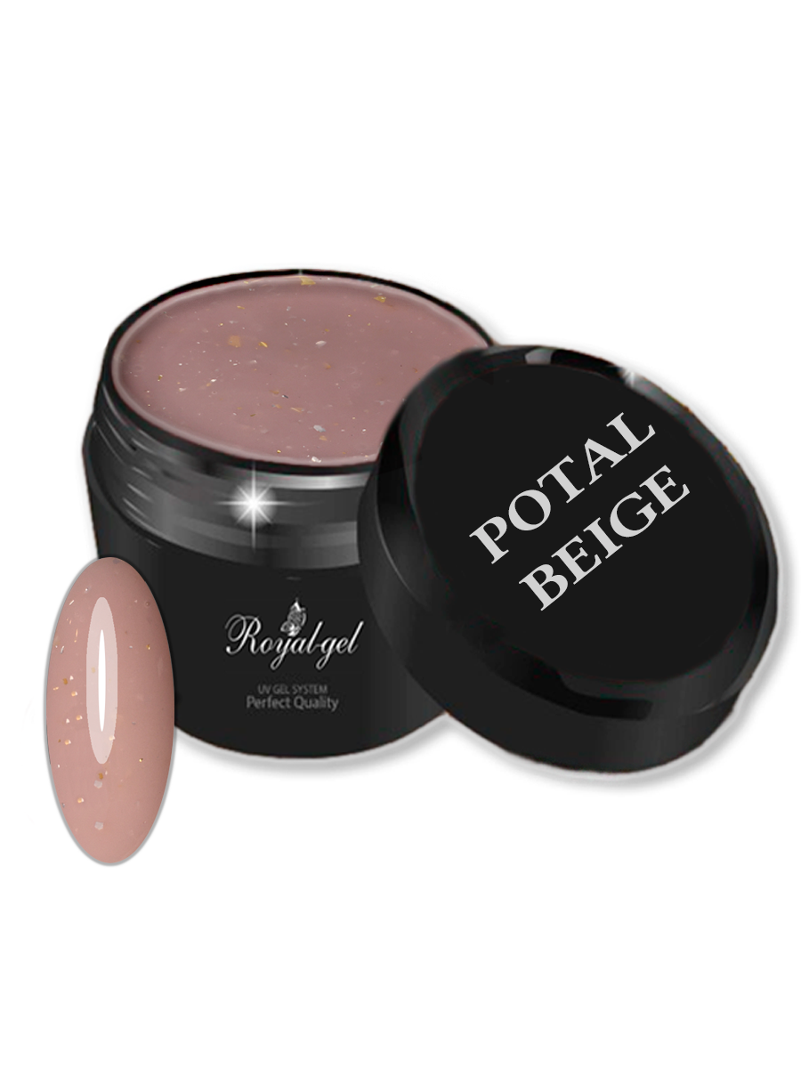 "COVER POTAL BEIGE" гель для наращивания ногтей камуфлирующий с поталью Royal-gel 5 мл.