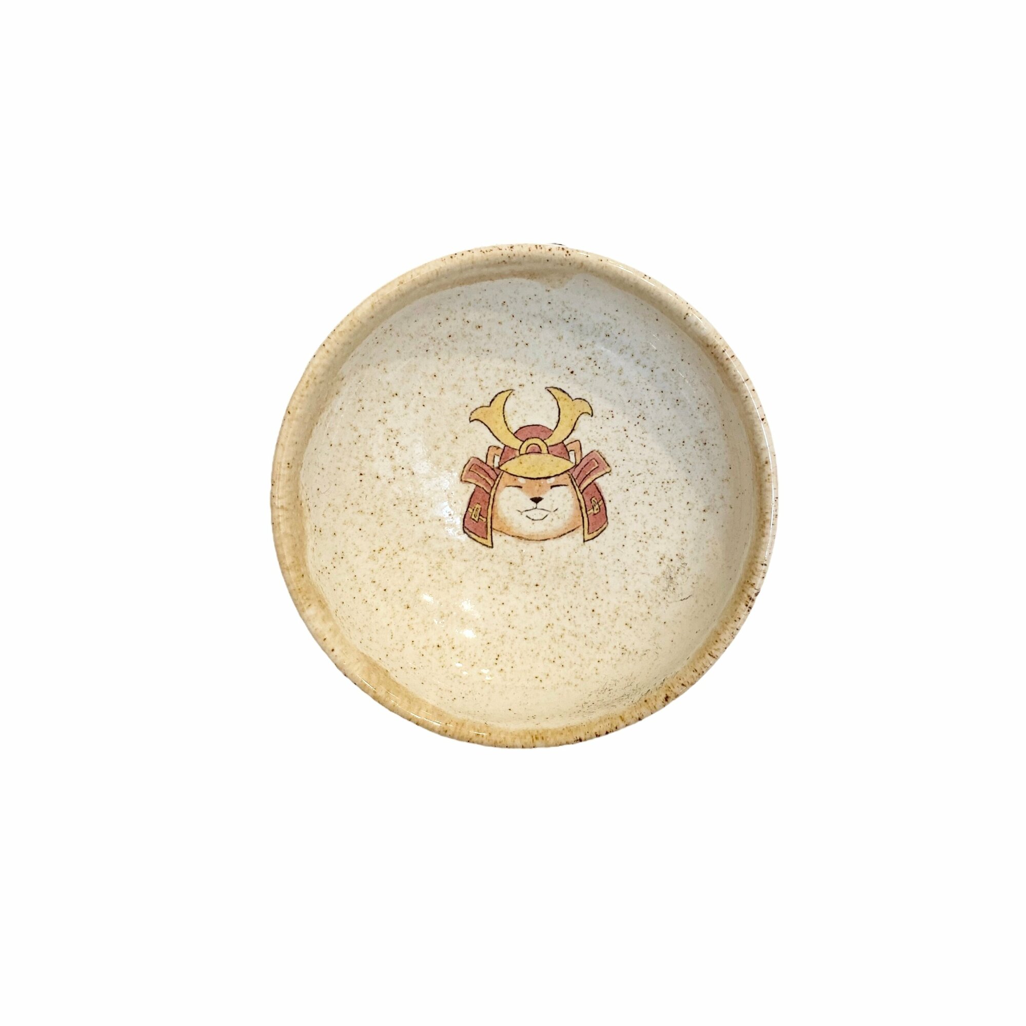 Пиала ручной работы Керемет «Самурай сиба-ину», бежевая, керамика, 9 см