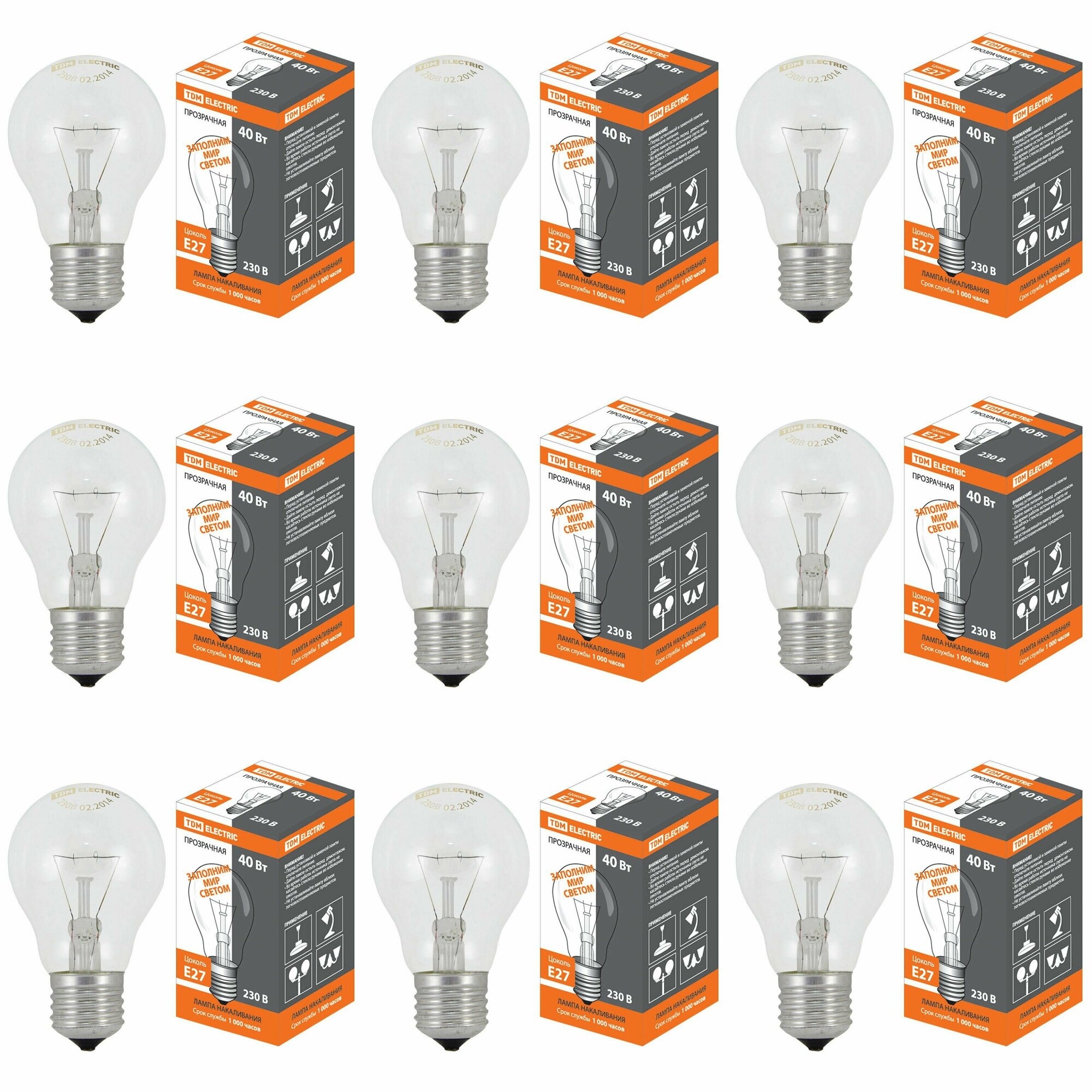 TDM Electric Лампочка накаливания, E27, 40 Вт, 9 уп