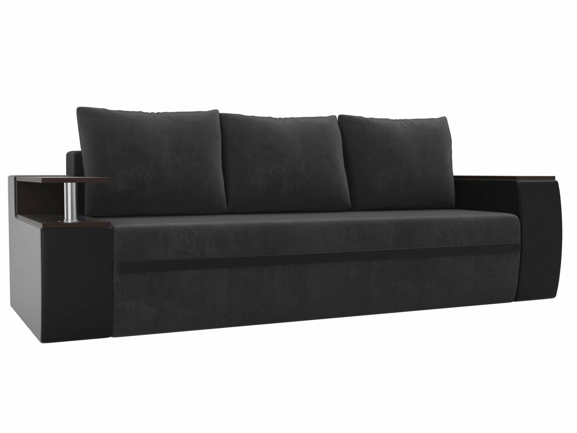 Artum Прямой диван Майами велюр серый эко кожа черный