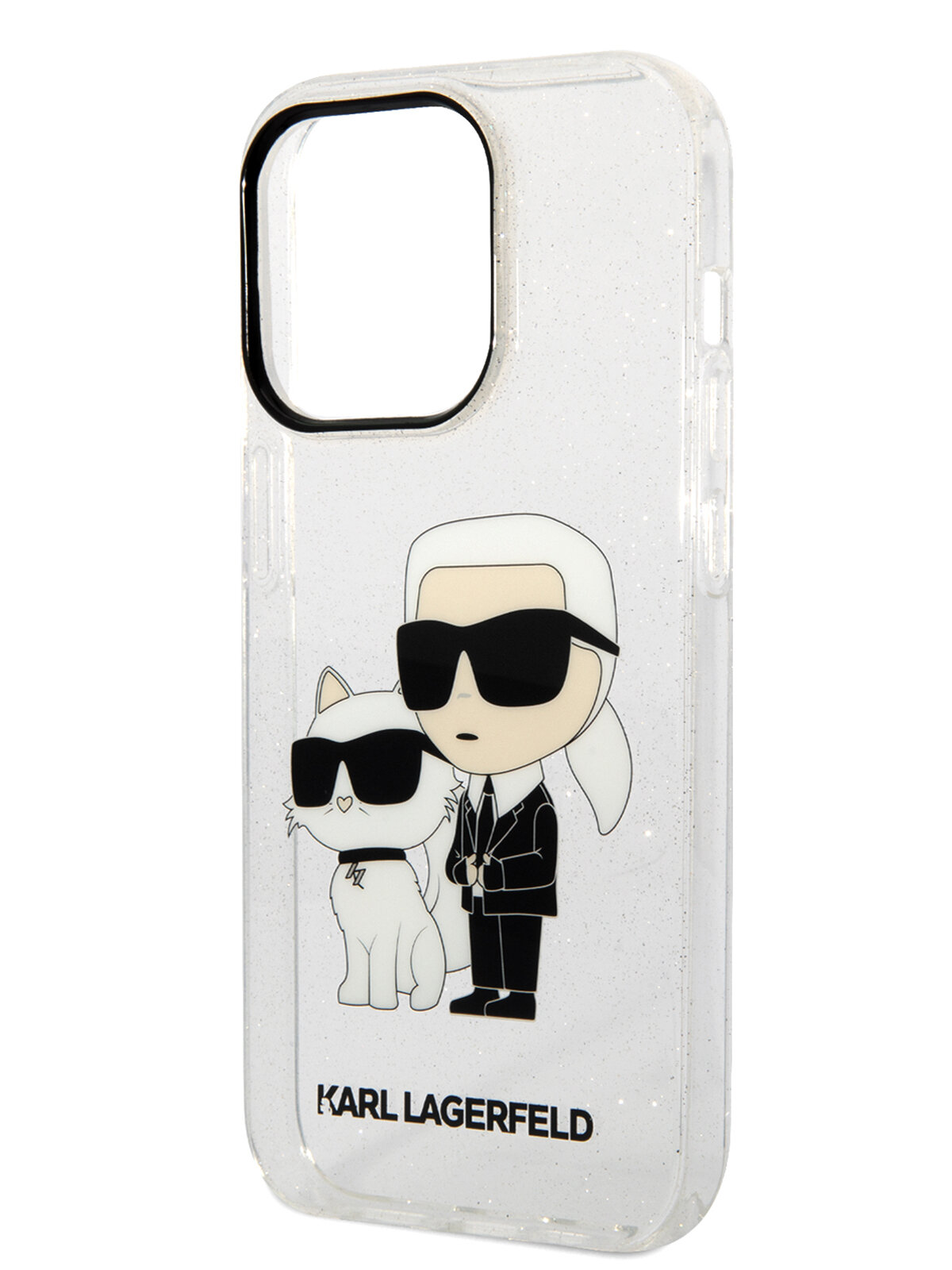 Lagerfeld для iPhone 15 Pro Max чехол PC/TPU NFT Karl & Choupette Hard Glitter Transparent