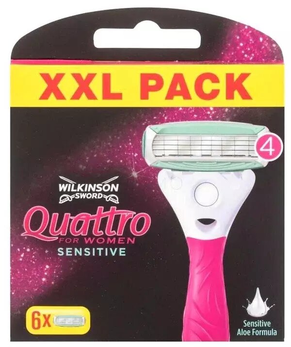 Wilkinson Sword Quattro For Women Sensetive Сменные лезвия, 6 шт