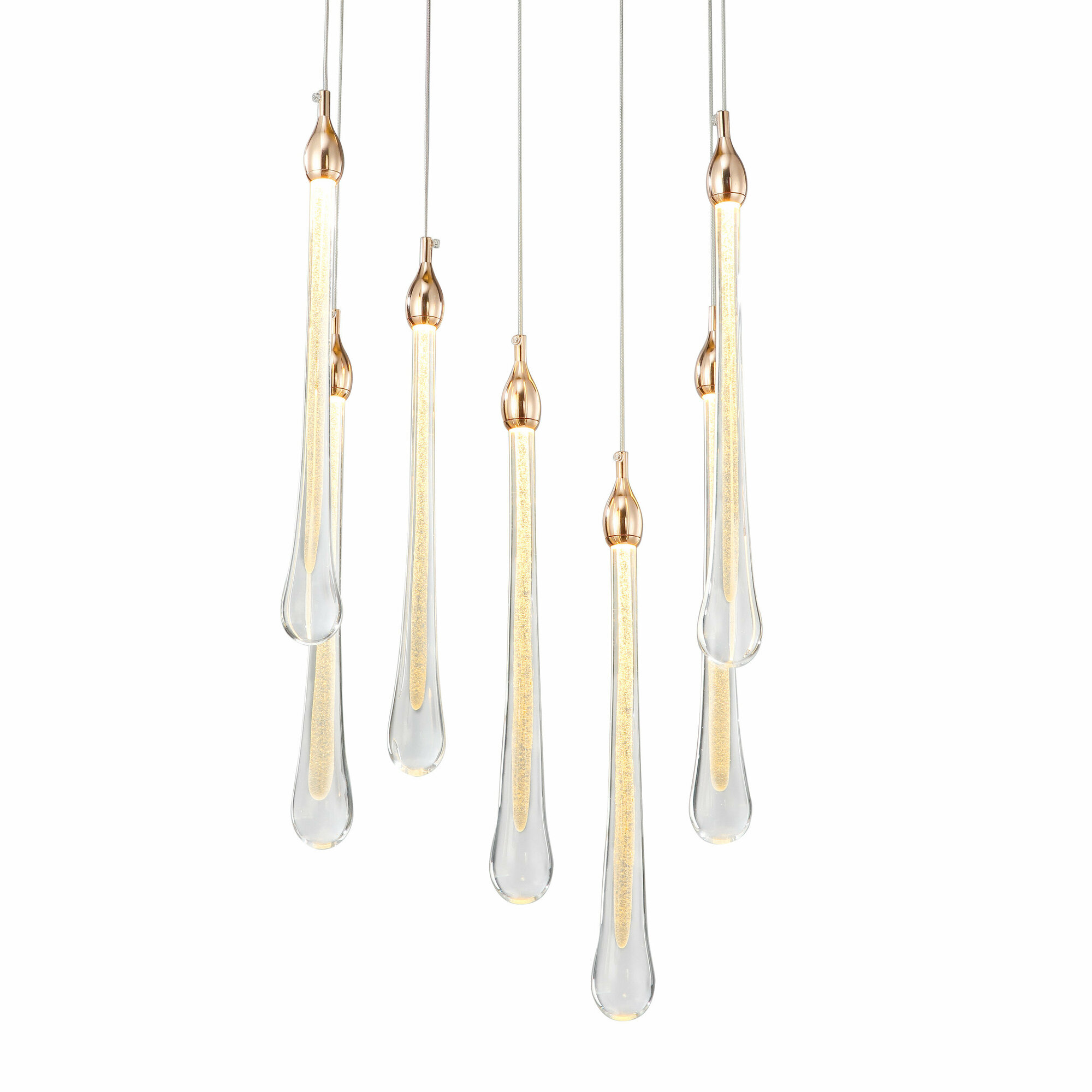 Подвесной светильник Delight Collection Teardrop Teardrop 7 gold OM801670-7-G, Прозрачный/Золотой, LED, 7 x 1 Вт.