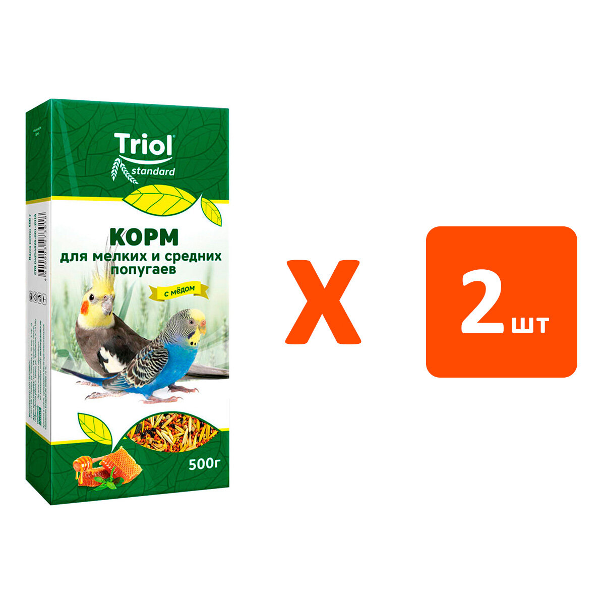 TRIOL STANDARD корм для средних и мелких попугаев с медом (500 гр х 2 шт)