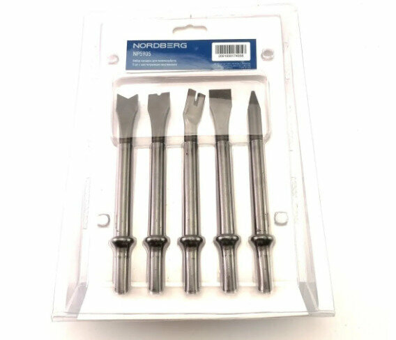 Набор насадок для пневмозубила, набор 5 шт с шестигранным хвостовиком NORDBERG