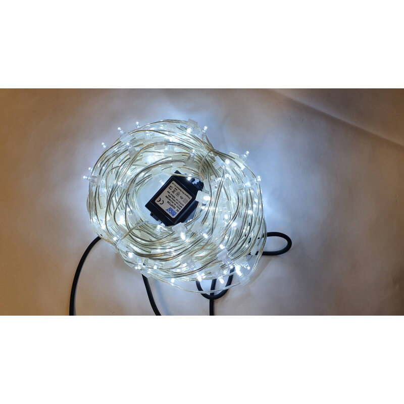 LED-LP-200-30M-12V-W Светодиодная гирлянда клип-лайт белые LED/прозрачный провод, 30м, трансформатор