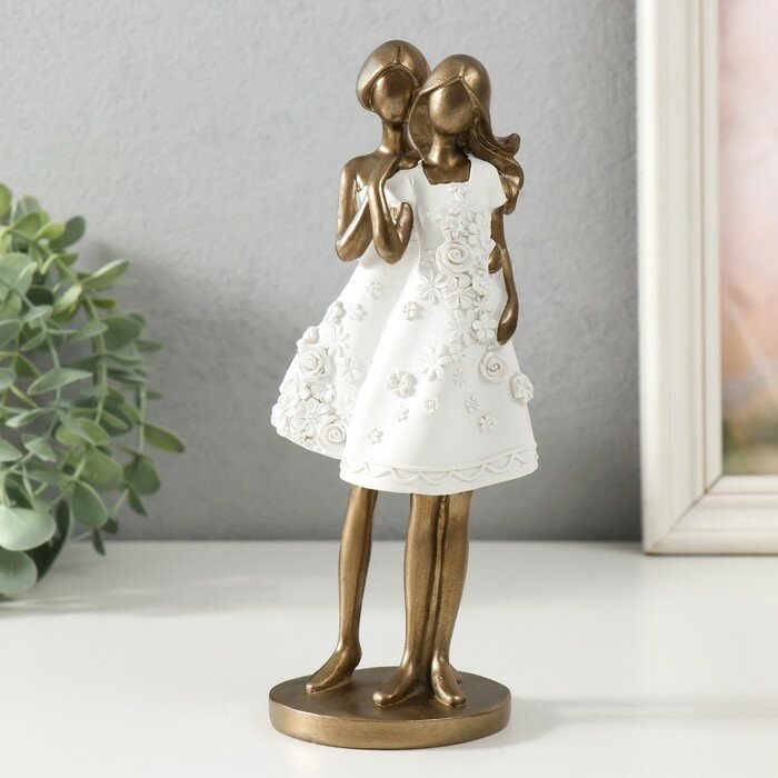 Фигурка полистоун «Две сестры в белых платьях с цветами», 9×7.5×21 см