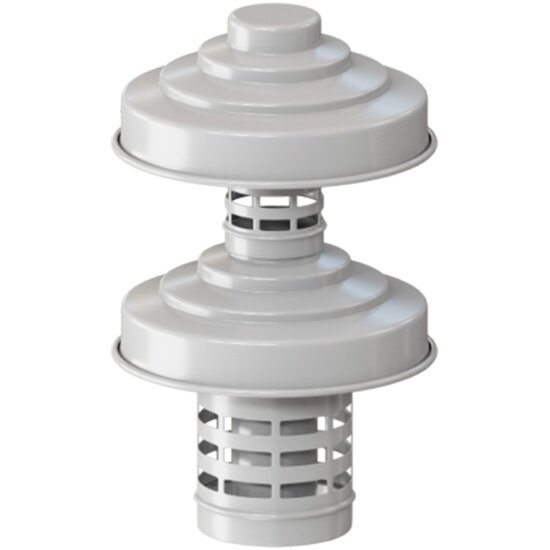 Оголовок с ветрозащитой Rommer RCA-6010-000334 D 60/100 белый (Алюминий)