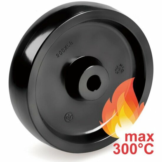 Колесо термостойкое Tellure Rota 672201 под ось, диаметр 80мм, грузоподъемность 150кг, фенольная смола до 300С, ось 12мм, под инновационную термостойк