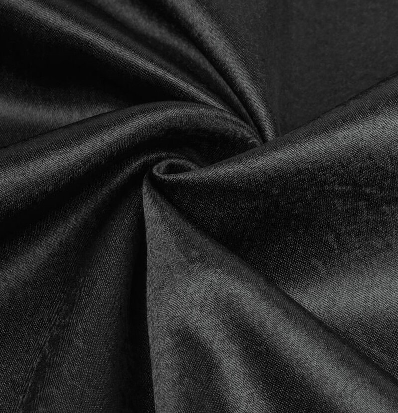 Ткань креп-сатин. Цвет черный. Готовый отрез 2*1,5м