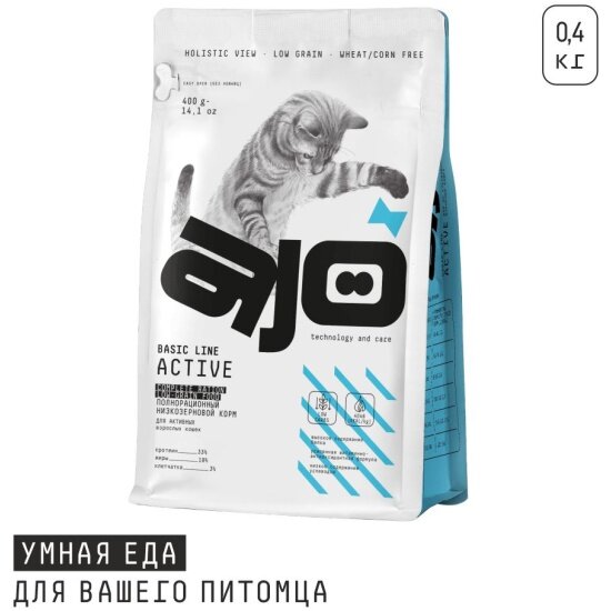 Корм сухой Ajo полнорационный Cat Аctive для взрослых кошек 400 г