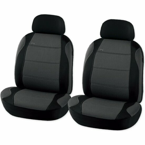 Чехол-рубашка на переднее сиденье с подголовником Arnezi жаккард, черно-серый, 4 предмета