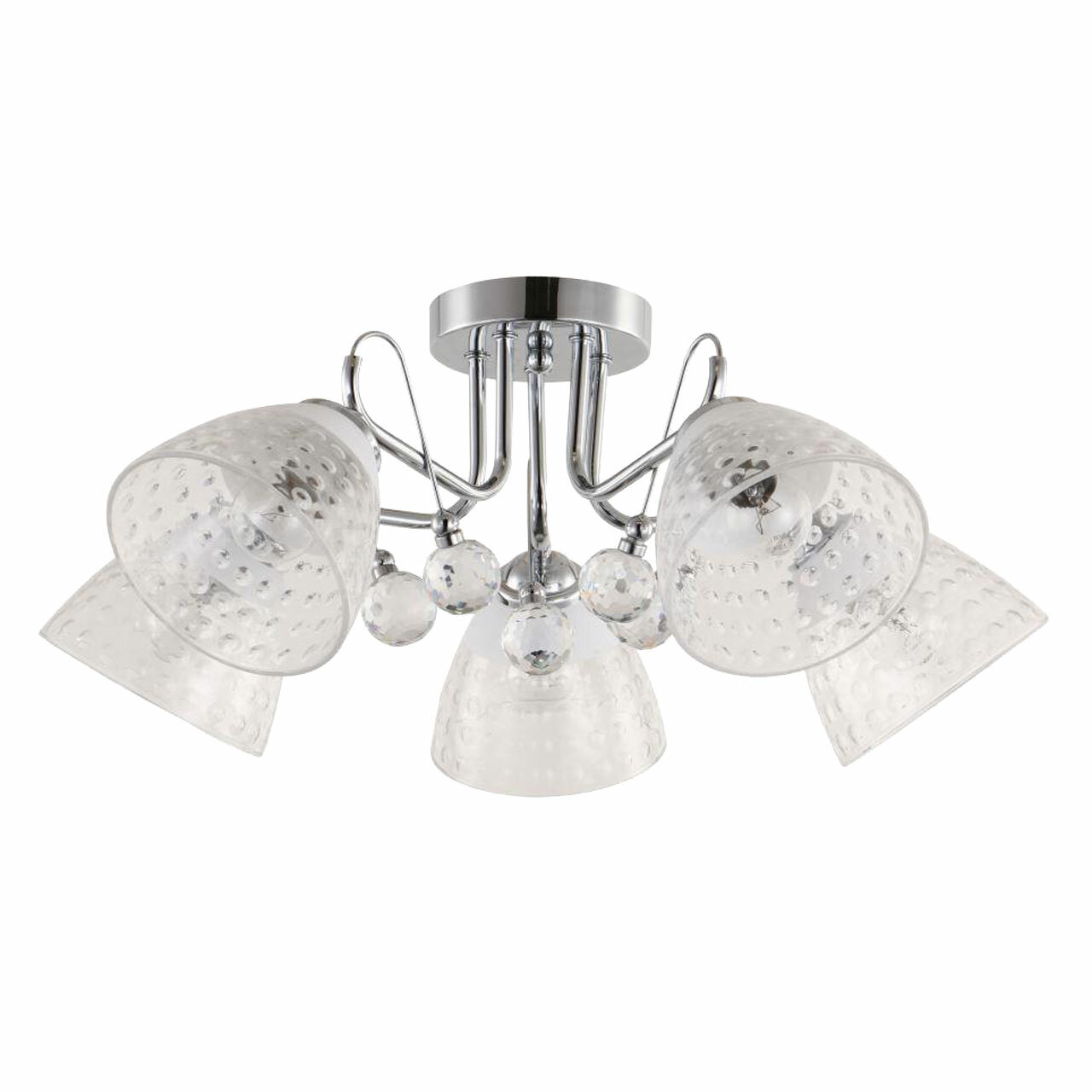 Люстра потолочная, светильник De City Блеск 315016305, 5*60W E27 2700К, цвет: хром, белый матовый