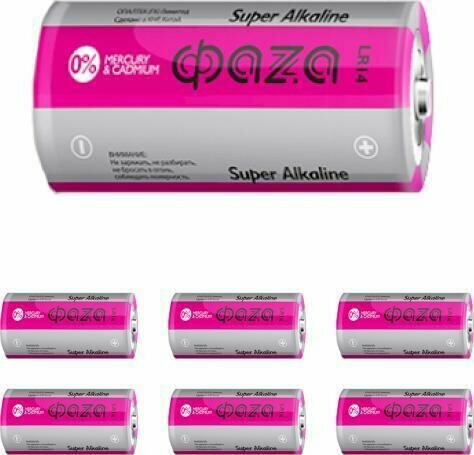 Батарейка ФАZА Super Alkaline LR14 С (комплект из 6 шт)