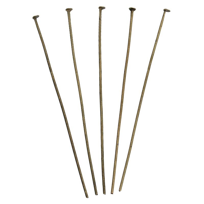 Фурнитура для бижутерии Пин со шляпкой 0001252 бронзовый цвет 60 мм, цена за 100 шт.