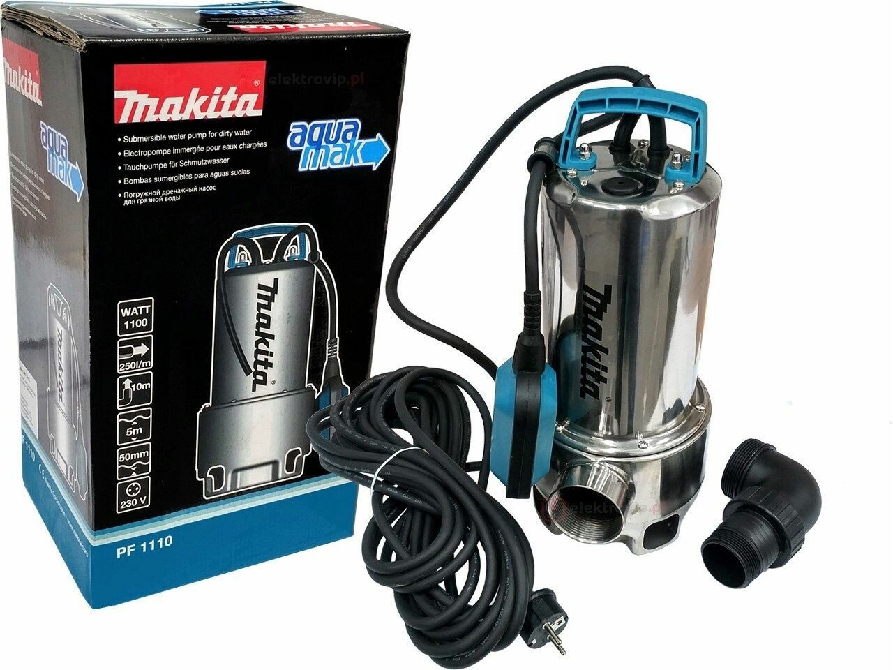 Дренажный насос для грязной воды 1100Вт - 240л/м Makita PF1110