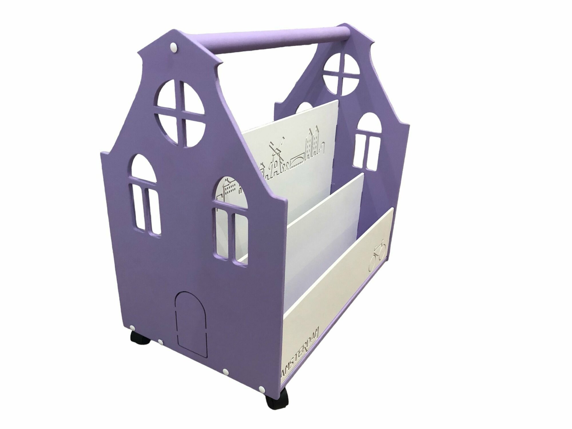 Дизайнерская полка для книг на колесах по Монтессори. Амстердам