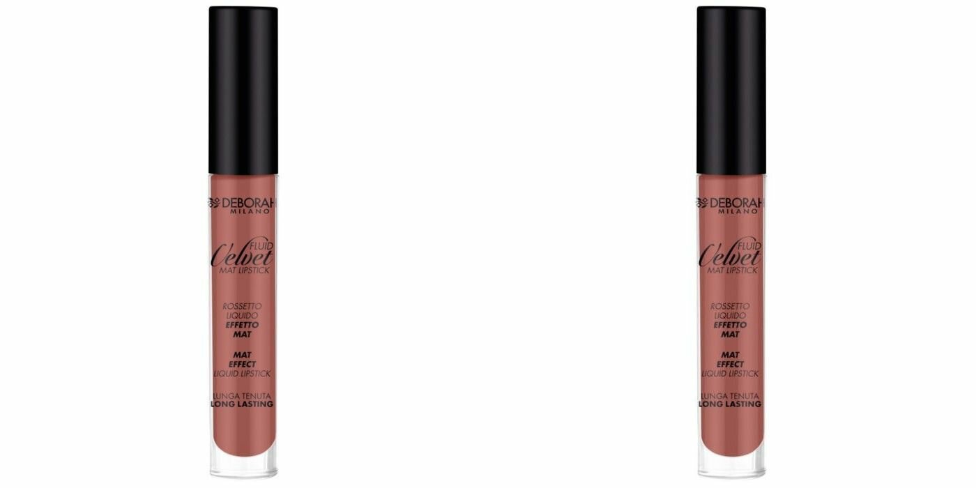 Deborah Milano Помада для губ Fluid Velvet Mat Lipstick, тон 24, матовая жидкая, Насыщенный нюд 4.5 г, 2 шт