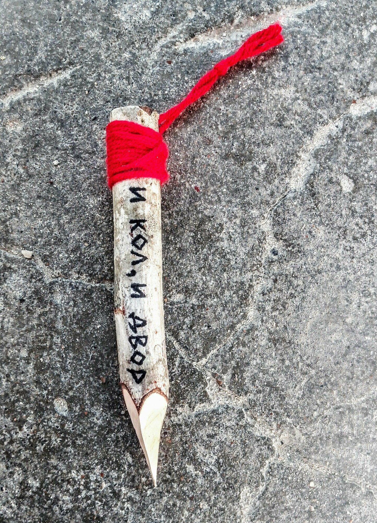 Осиновый кол оберег "И кол, и двор" 10 см. на красной нити. Мощная защита для дома.