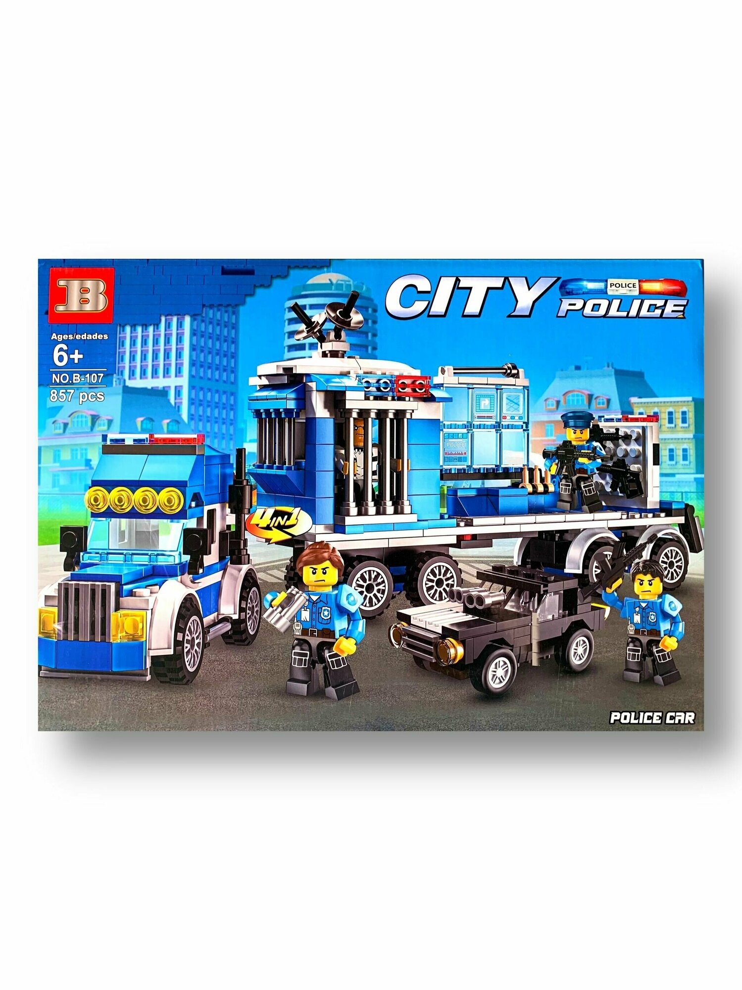 Конструктор City Police "Полицейская Машина", 4 в 1, от 6 лет, 857 деталь