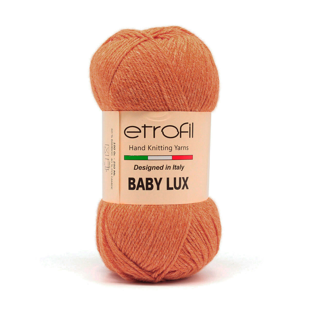 Пряжа для вязания Etrofil 'BABY LUX' 100г, 250м (60% бамбук, 40% полиамид) (70254 оранжевый), 5 мотков
