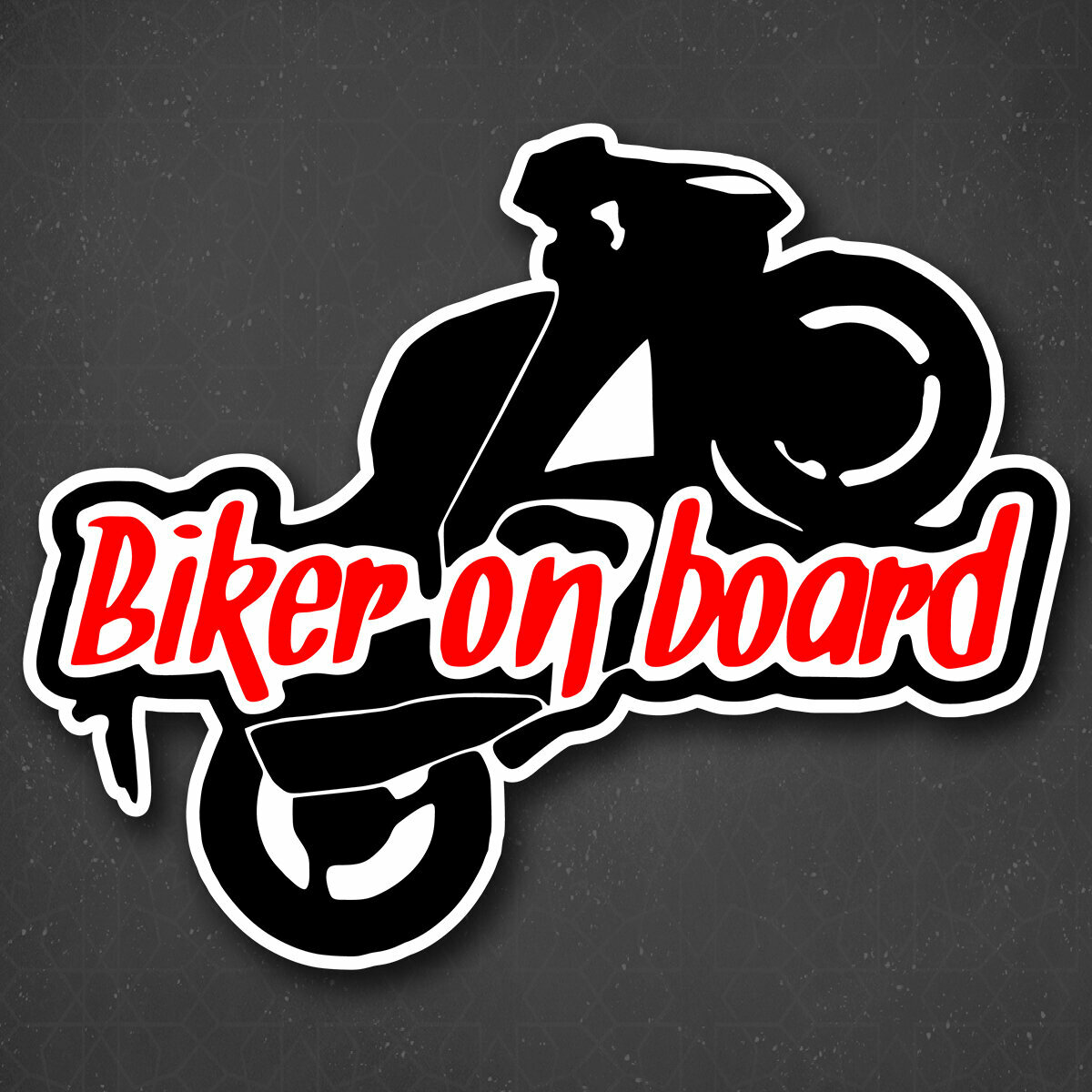 Наклейка на авто "BIKER ON BOARD - Байкер на борту" 23x19 см