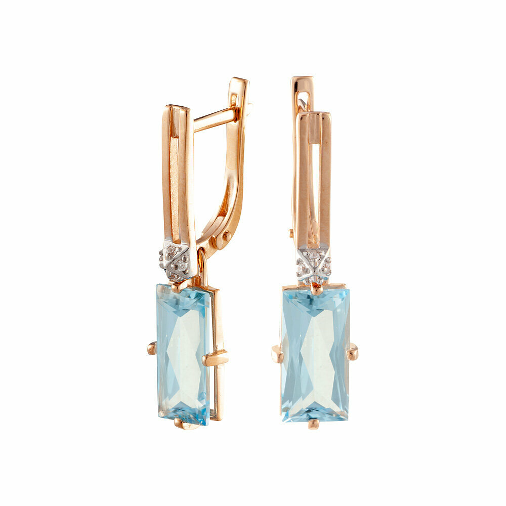 Серьги, красное золото, 585 проба, топаз