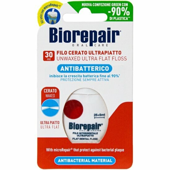 Зубная нить Biorepair Filo Non Cerato Ultrapiatto Ультра-плоская, без воска, 30 м