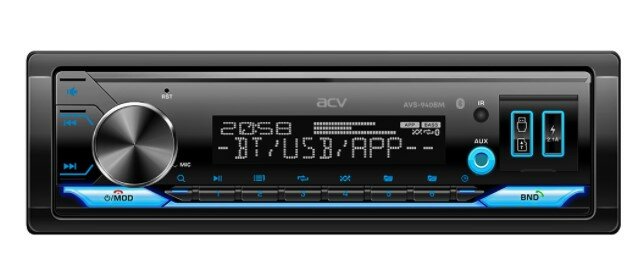 Магнитола автомобильная ACV AVS-940 BM 1 din, AUX, USB, Bluetooth, MP3