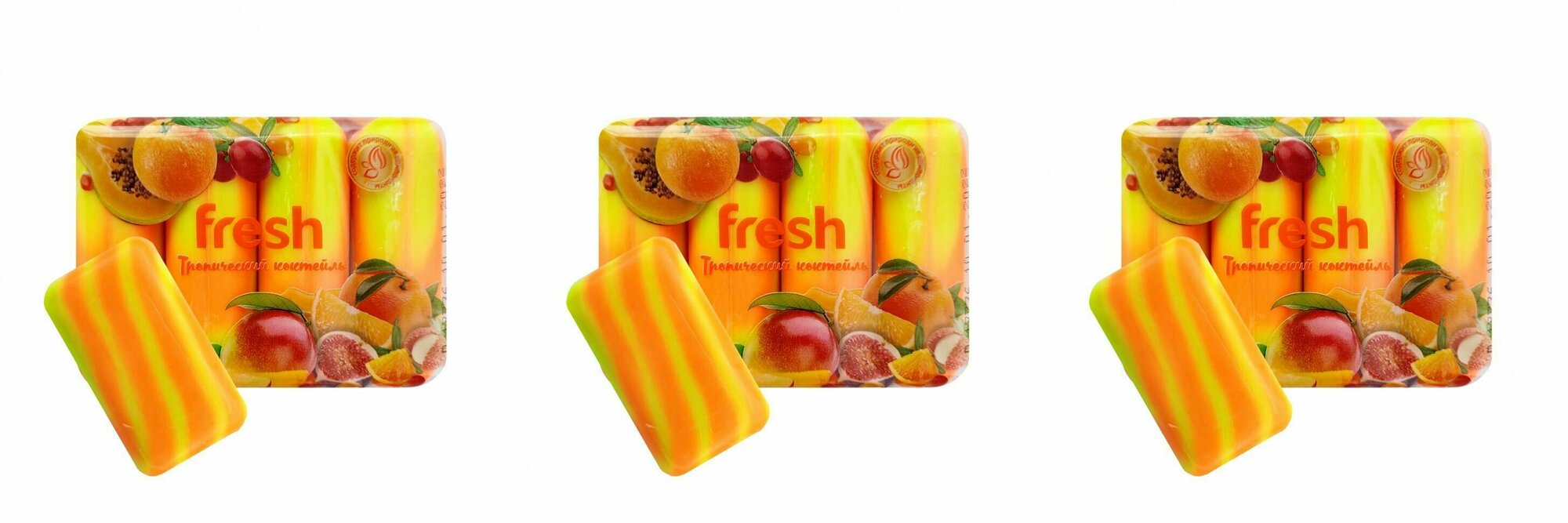Эфко косметик Крем-мыло Fresh Тропический коктейль, 4 х 75 гр, 3 уп
