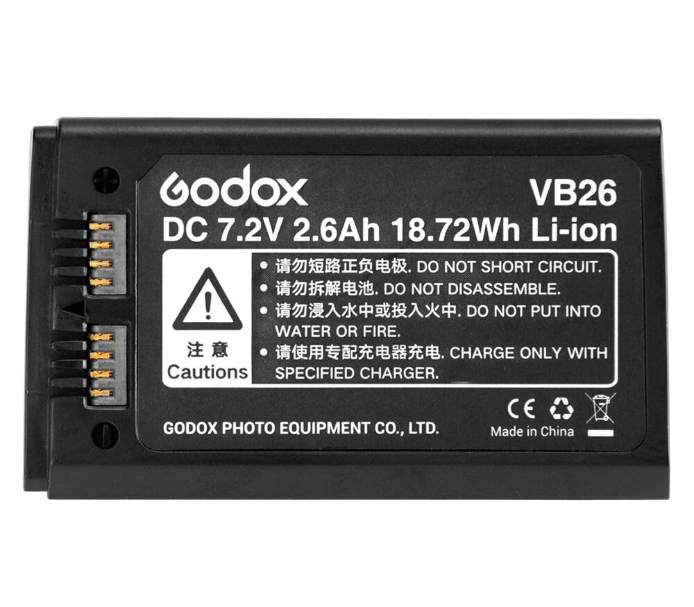 Аккумулятор Godox VB26, Li-ion, для вспышек V1, 2600mAh, черный