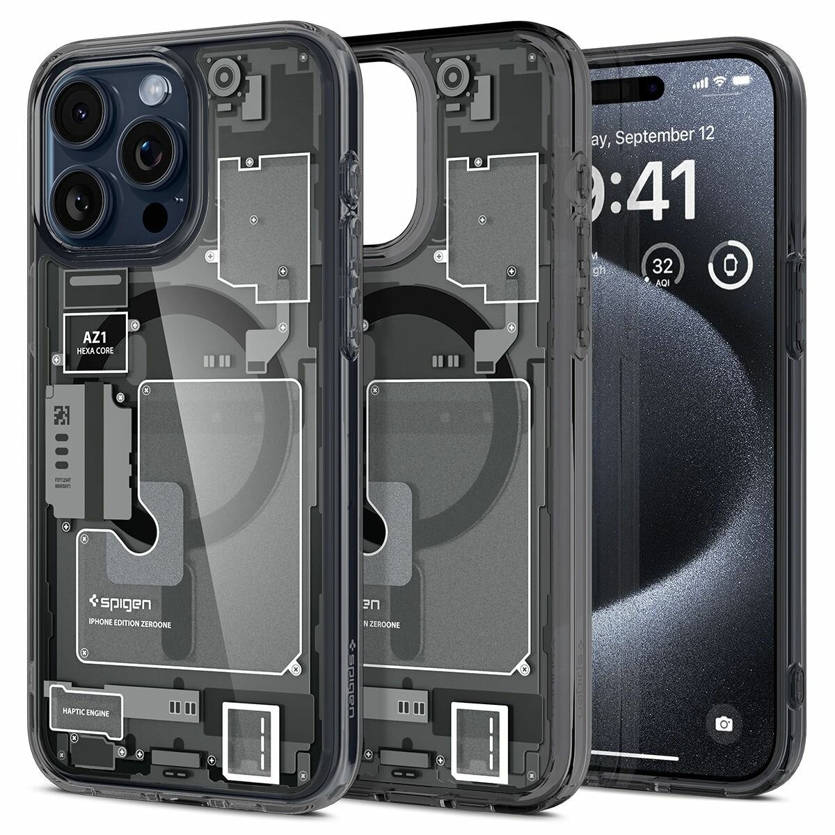 Чехол Spigen на Apple iPhone 15 Pro (ACS06721) Ultra Hybrid MagFit Zero One / Спиген чехол для Айфон 15 Про MagSafe внутренности, противоударный, с защитой камеры, черный