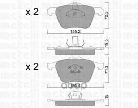 Колодки дисковые передние! Volvo XC90 2.4 D5 02> Metelli арт. 2208330