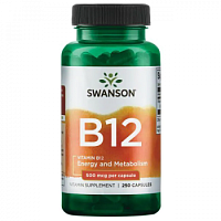 Swanson Vitamin B-12 (Витамин B12) 500 мкг 250 капсул (Swanson)
