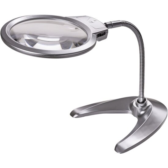 Лупа Tdm Electric настольная круглая, d 125 мм, 2-х/5-ти крат. увел, опора, гиб. штанга, LED подсв, 3хААА, SQ1025-0902