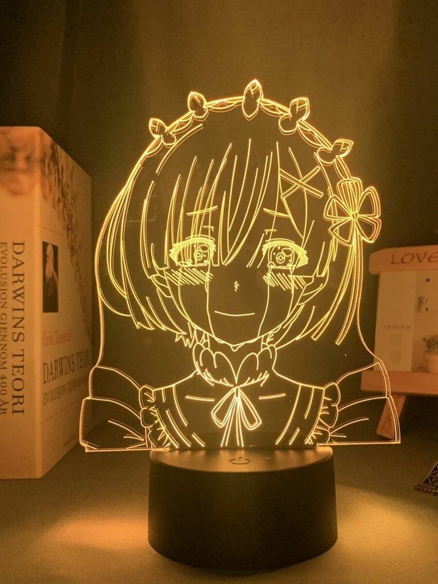 Ночник Аниме Жизнь в альтернативном мире с нуля - Anime Re: Zero. Подарок фанату аниме и манги — декор в комнату с любимыми персонажами, в стиле отаку и японской анимации.