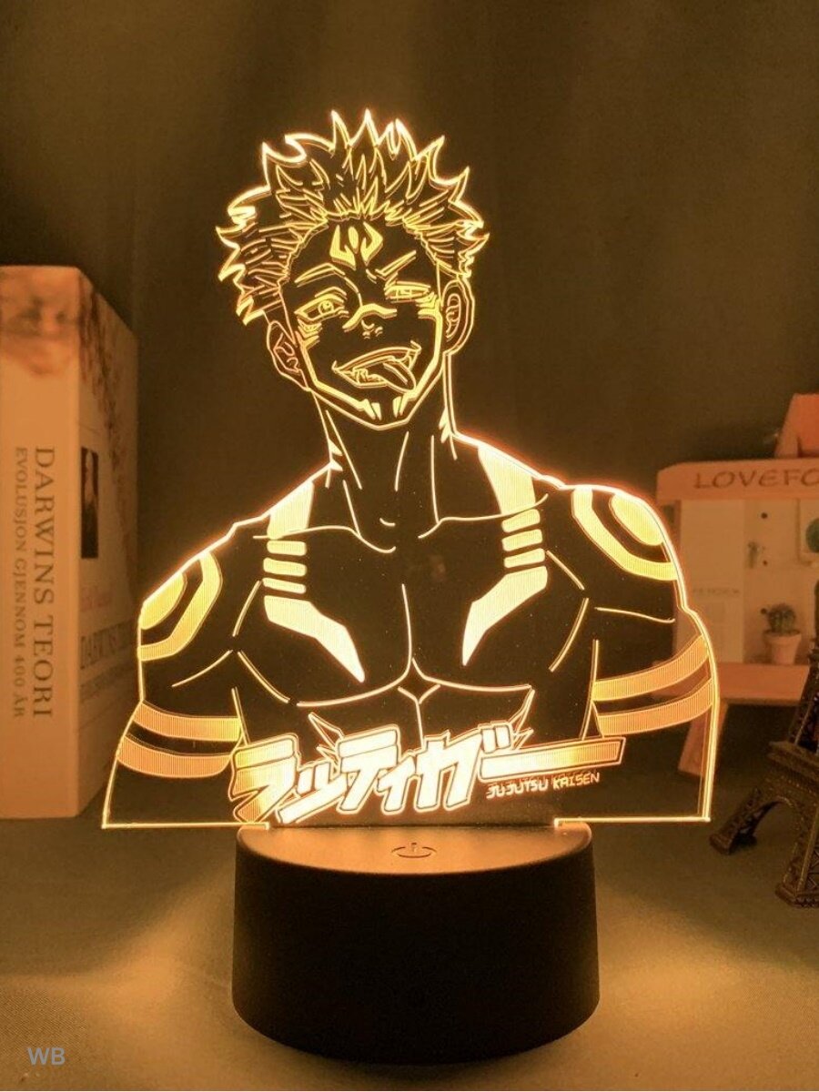 Ночник Аниме Магическая Битва - Anime Jujutsu kaisen. Подарок фанату аниме и манги — декор в комнату с любимыми персонажами, в стиле отаку и японской анимации.