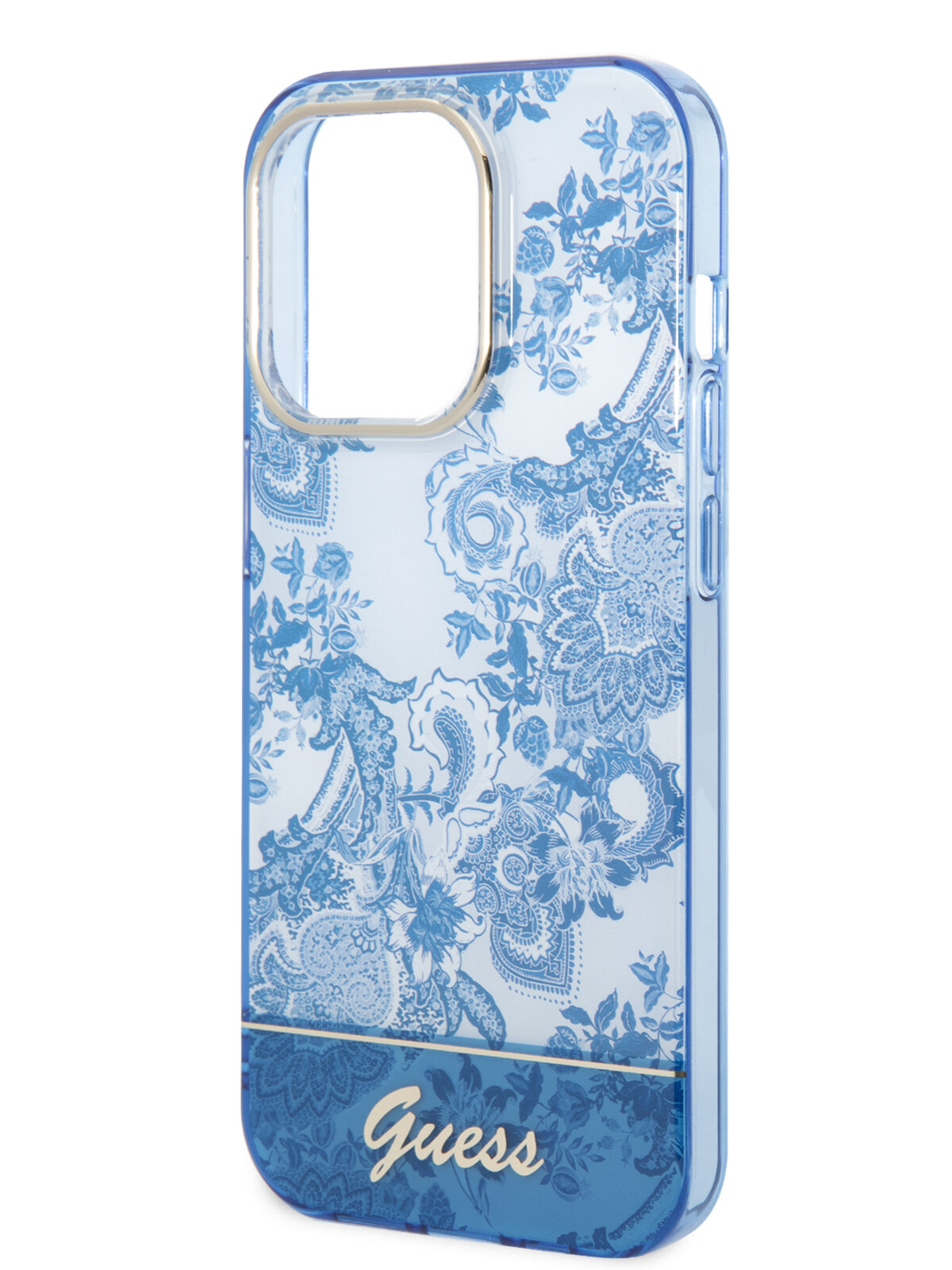 Guess для iPhone 14 Pro чехол PC/TPU Toile de Jouy w Electroplated camera Hard Blue