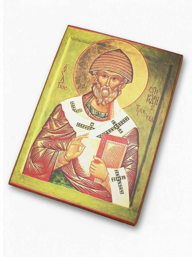 Икона Спиридон Тримифунтский, Святитель, под старину, 10х13 см