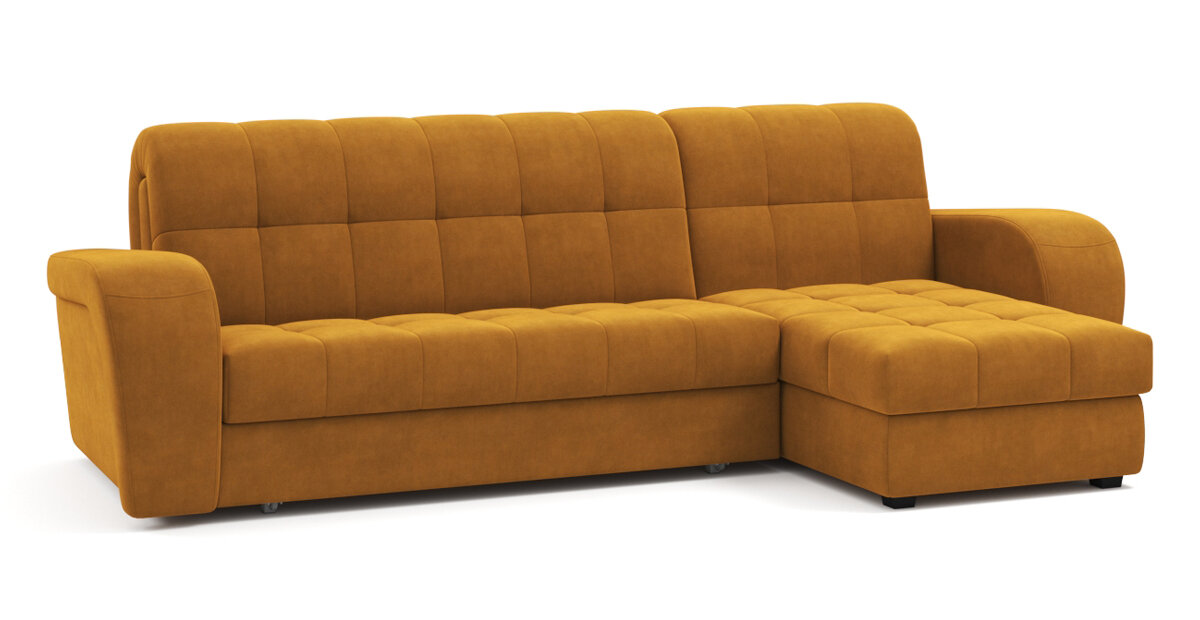 Угловой диван Цвет Диванов Брюссон NEXT 22 155 К-1 с оттоманкой мини 297 угловой Горчичный