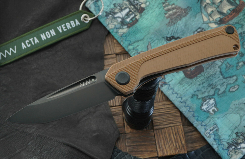 Складной нож ANV Z200 (DLC, Liner lock, койот G10, N690)