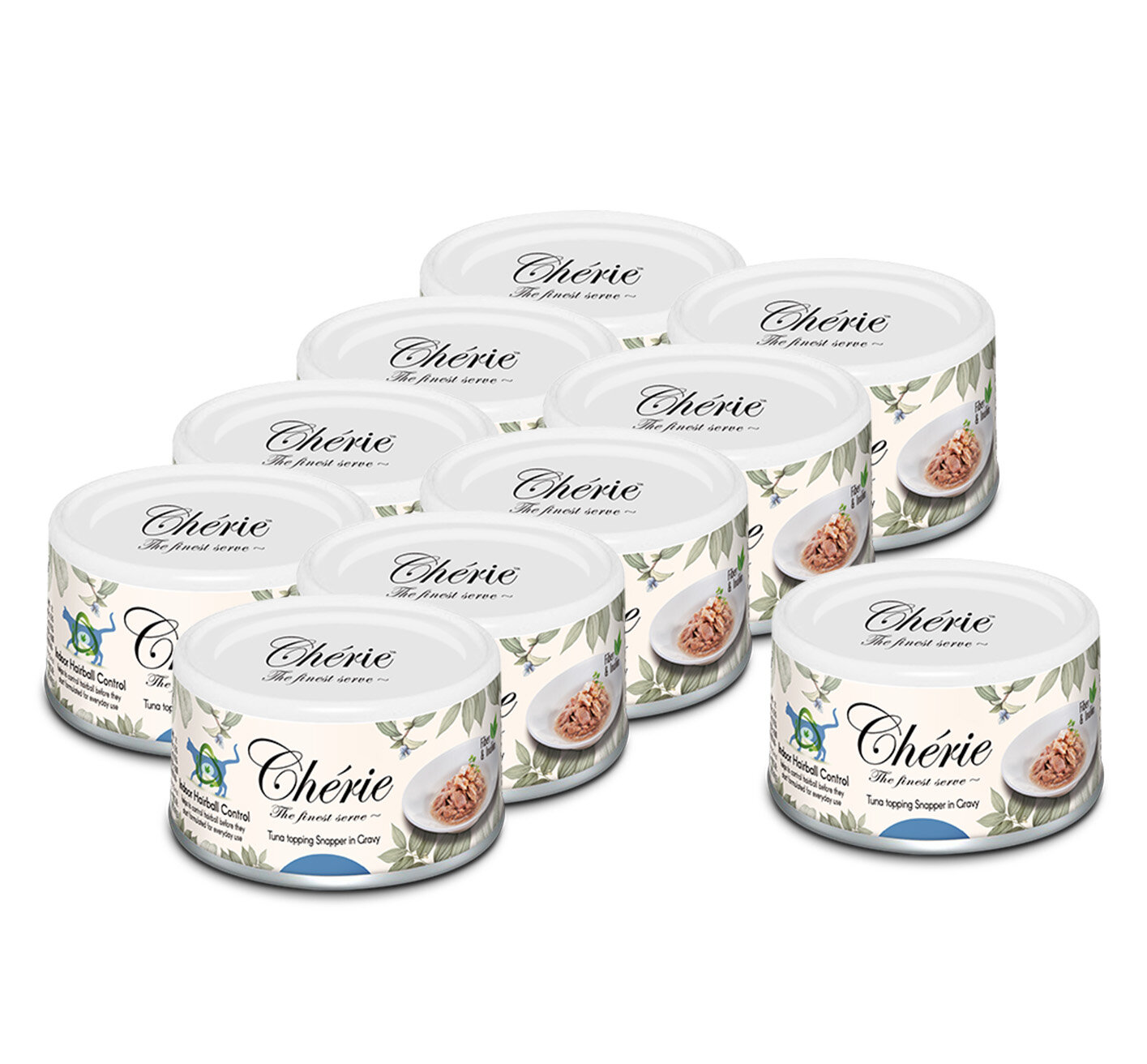 Pettric Cherie Hairball Control влажный корм для кошек с тунцом и морским лещом в подливе - 80 г x 10 шт.